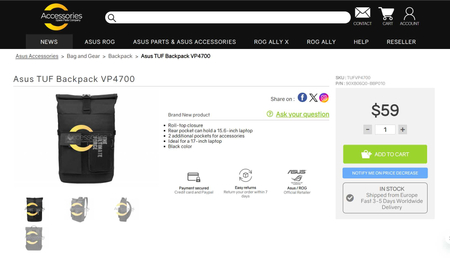 ПРОДАМ Рюкзак для ноутбука ASUS TUF Gaming Backpack VP4700 /17