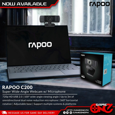 СКИДКА! Веб-камера RAPOO C200 (HD 720P, 360° разворота)