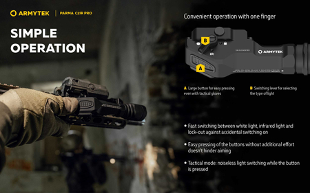 Тактический фонарь Armytek Parma C2IR Pro белым и инфракрасным светом
