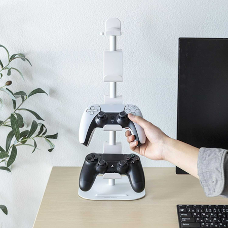 Sanwa Supply JY-STN1W Game Controller Stand (Headphone Holder, White)
