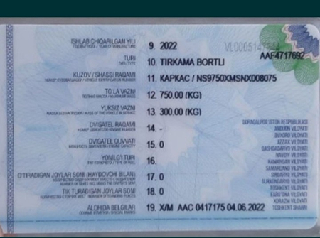 Yengil moshinalarni Pirtsep Daqimet sotiladi