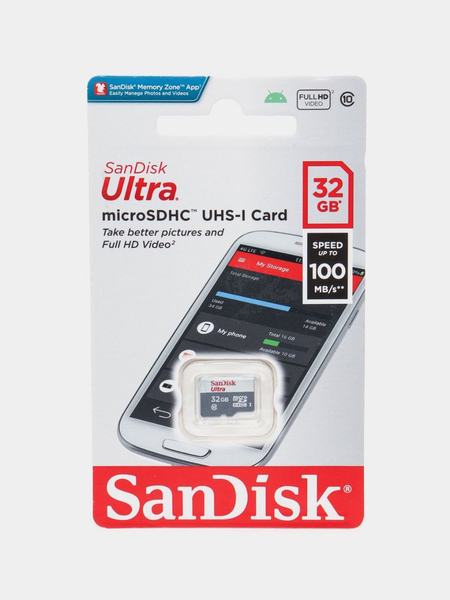 SanDisc Ultra Micro SD card 32 Gb, Full HD, 80 mb/s