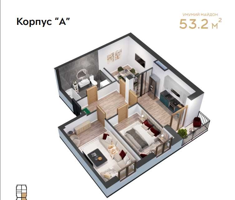 Продается 2х комнатная квартира Яшнабадский район. (167692)