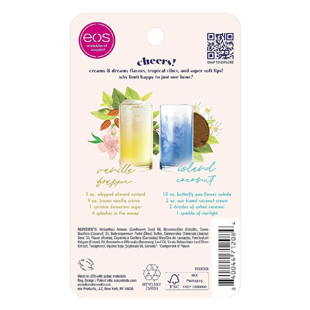 Бальзамы для губ eos Sunset Sips — Island Coconut & Vanilla Frappe,