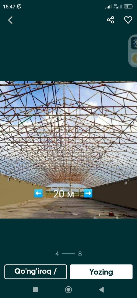 Катта олчамдаги иссикхона ва том навеслар куриш хизмати