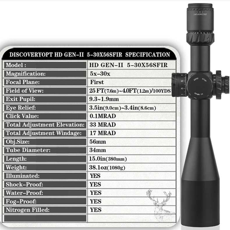 New Discovery HD GEN-II 5-30X56SFIR FFP Zero Stop