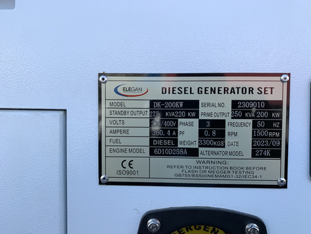 Generator Elegan 200 kw 250 kVA