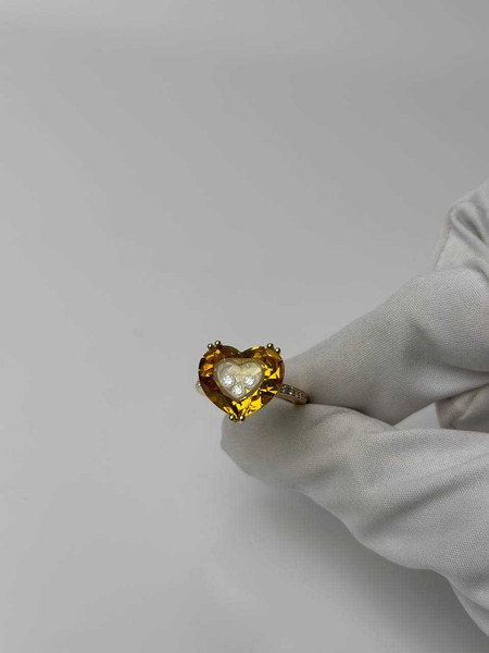 Сhopard so happy ring. yellow crystal heart