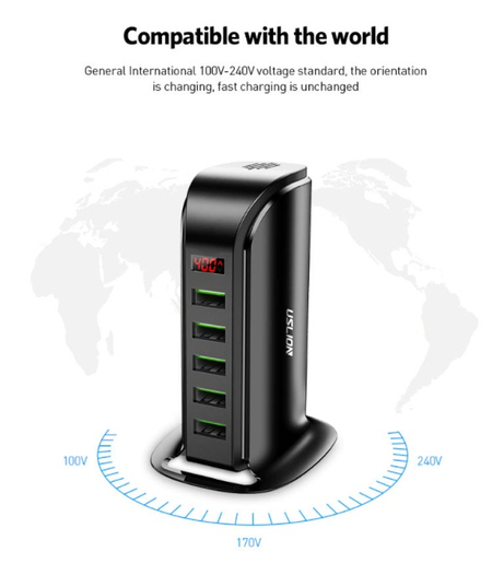 новая Мощная зарядка на 5 USB с индикацией тока заряда и напряжения