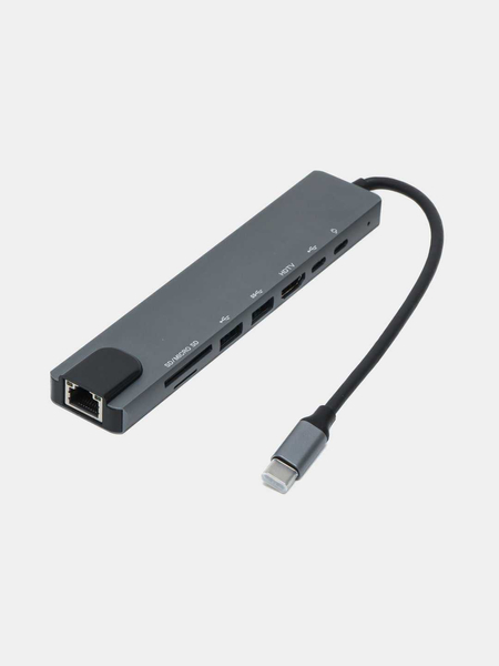 USB Type-C 8 в 1, адаптер для Macbook Type-c HDMI RJ-45 USB 3.0MicroSD