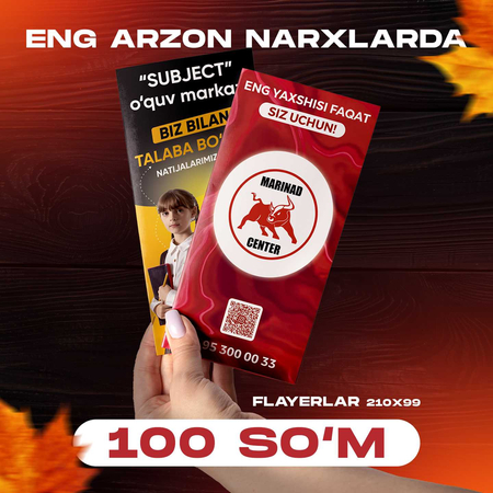 Aksiya Flayer 100 so\\\'m. Акция Флаеры 100 сум