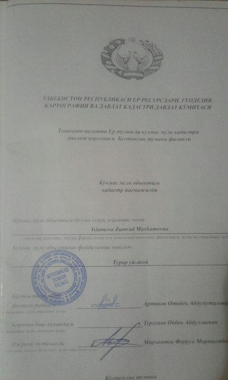 Bo'stonliq tuman chorvoq peramida yusufxona uy sotiladi