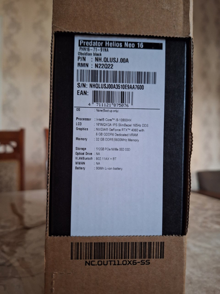 Predator Helios Neo 16 i9, 32/512 Gb, RTX 4060