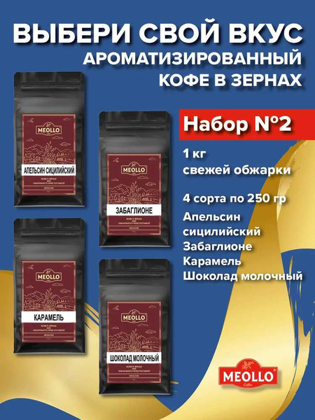 Кофе Меолло (Набор №2, 4 вкуса, Арабика 100%, Бразилия)