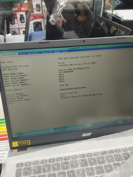 Notebok acer core i5 1235u 8gb/512ssd