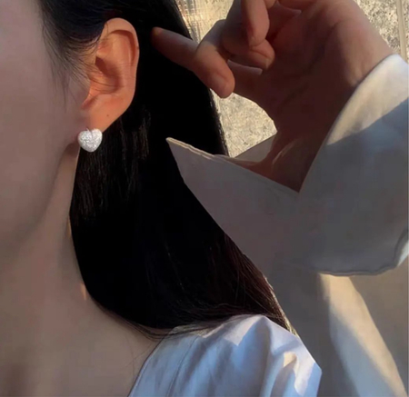 Серьги сердечки серебро 925
