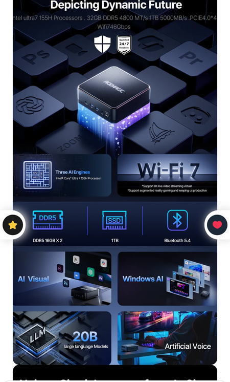 ACEMAGIC F2A мини-ПК с процессором Intel Core Ultra 5 125h DDR5
