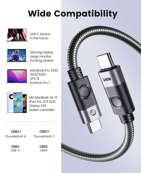 Кабель Orico USB4 Thunderbolt 4 240W 40GBps Длина 1.5M