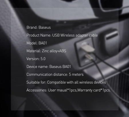 Baseus Aux Bluetooth адаптер для авто