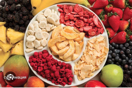 Qurutilgan o'vishlar Qo'ziqorin, Banan, malina, Mevalar, Sublimasionni