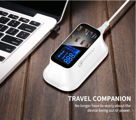 8 - канал.USB зарядка - с индикацией тока и напряжения-QC 3.0 - Type C