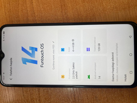 Vivo 03 garantiyasi bilan yangi tel