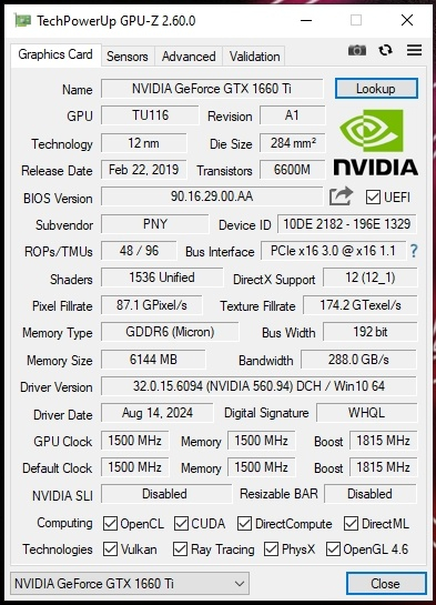 Продам Nvidia PNY GTX 1660 Ti