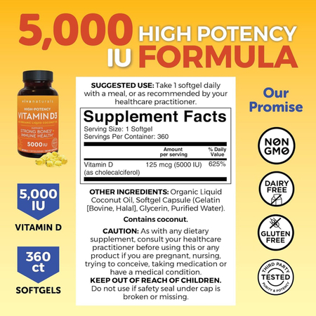 Viva Naturals Vitamin D3 5000IU