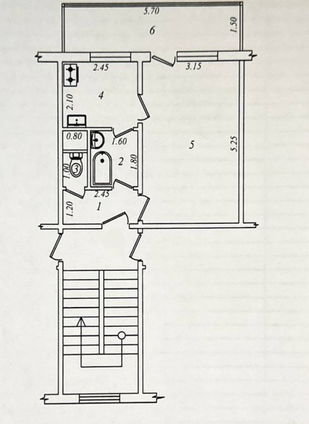 Продается 1-комнатная квартира, переделанная в 2-комнатную.