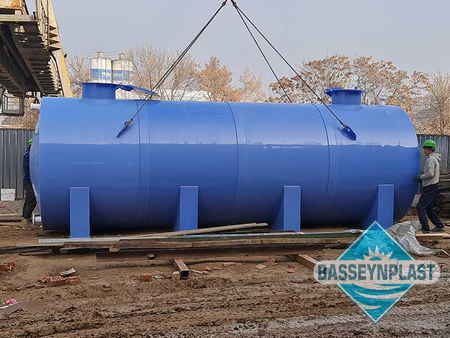 Емкость горизонтальная 35м3, тонн из полипропилена, резервуар, бак