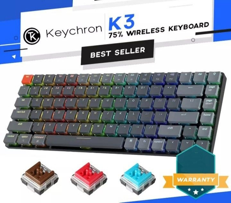 СКИДКА! RU/ENG! RGB/Hot-Swap Keychron K3 V2 Оптическая Клавиатура