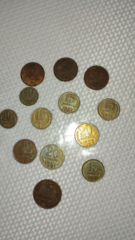 Монеты СССР. 20, 15, 10, 5, 3 копеек