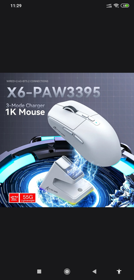 Продается игрова беспроводная мышка 26000DPI pixart paw3395

Продается