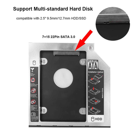 Caddy Салазки для HDD и SSD, 9.5mm 12.7mm, для ноутбуков и моноблоков.