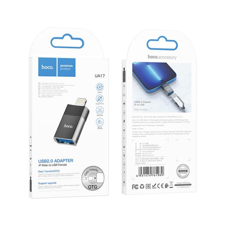 Переходник Hoco Lightning to USB Female adapter UA17 |2A, USB2.0 OTG|