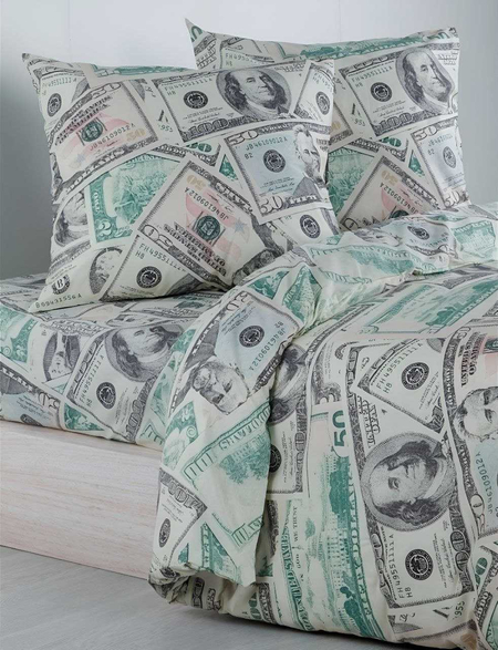 Постельное белье с долларами 1,5 спальное.Новое.