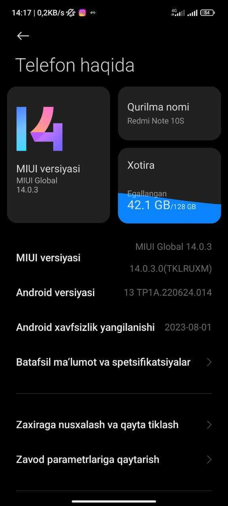 Redmi Note 10 S kafolati bilan