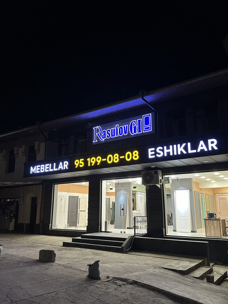 Tashqi reklama paligrafiya baner arakal bukva neon
