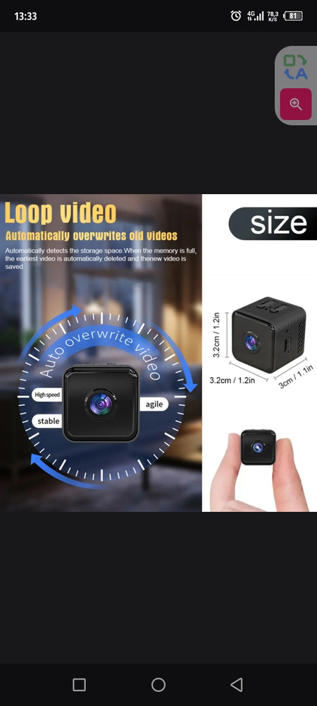 Камера ведио мини WIFI 128g