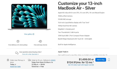 MacBook Air Silver 13-inch (M3 chip)