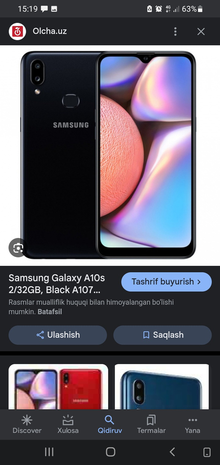 Galaxy A10s ishlatilgan