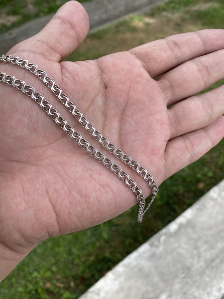 Серебренная цепочка и кольцо