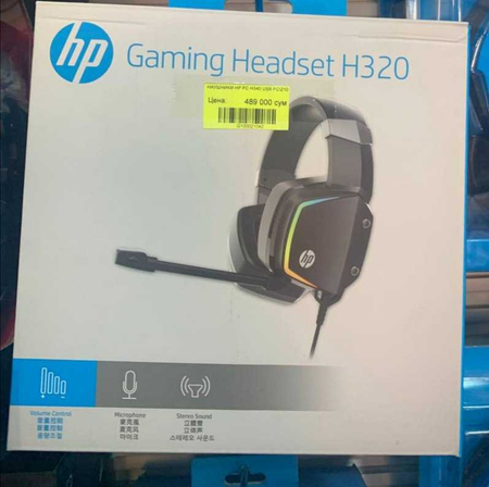Игровые проводные наушники HP 320. Геймерские наушники с RGB.