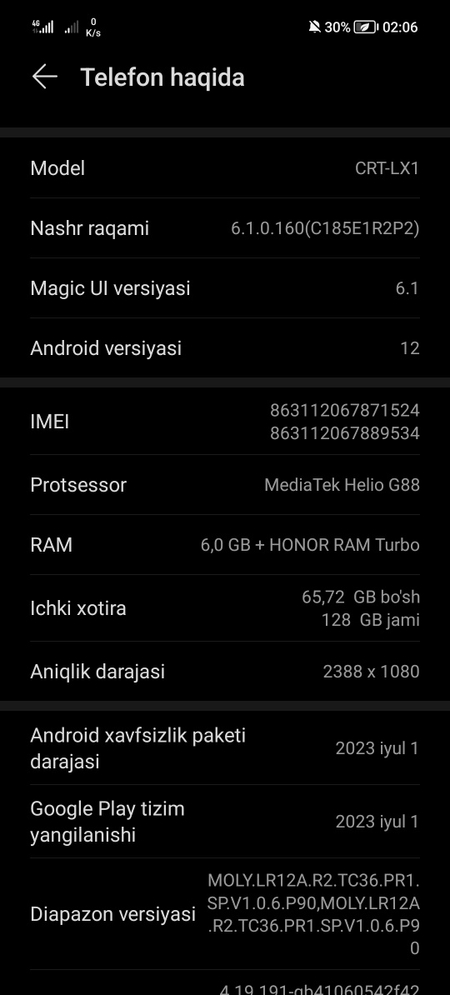 Telefon honor X8 A