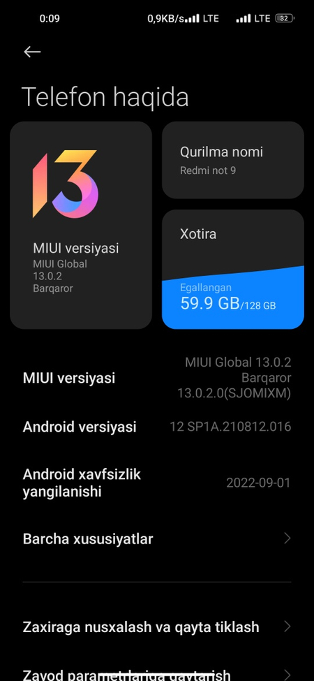 Redmi note 9 xolati yaxshi