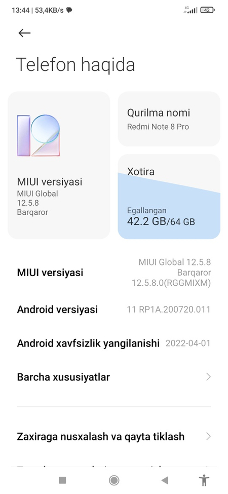 mi not 8 pro 8/64 srochna sotiladi