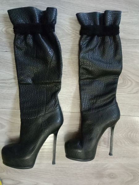 Сапоги YSL YvesSaintLaurent страусиная кожа