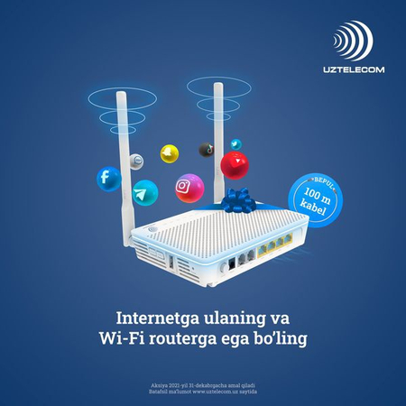 Internetga ulaning 100 metr kabel va bepul qurilmaga ega bo'ling !!!
B
