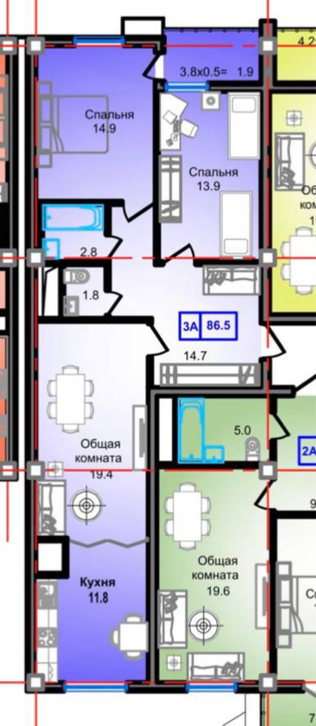 Под инвестиции квартира в ЖК Минор. 86м2.