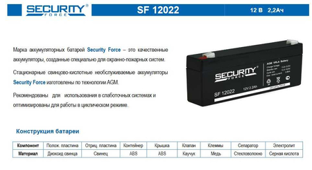 Аккумуляторные батареи серии Security Force.